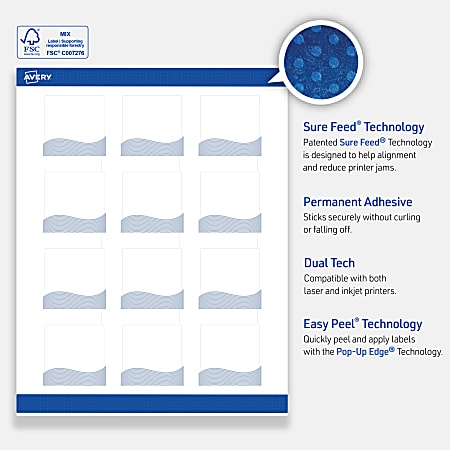 Avery Printable Labels With Sure Feed Technology S00 ETW Square 2 x 2 ...
