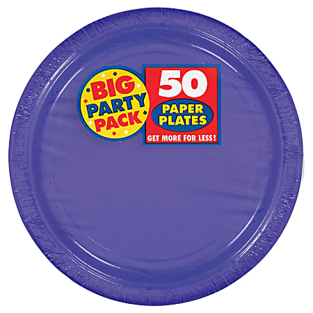 Amscan Big Party Pack 9 Round Paper Plates Purple 50 Plates Per Pack ...