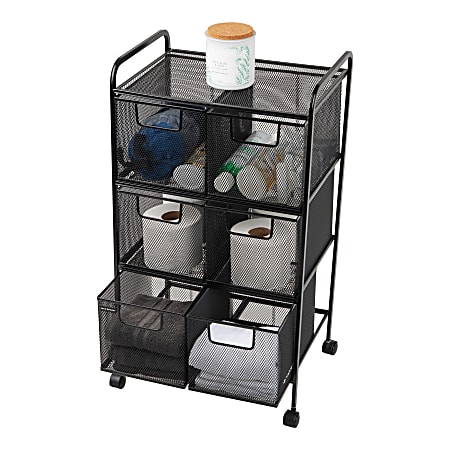 Mind Reader Metal Mesh 6 Drawer Utility Cart 29 H x 11 W x 16 D Black ...