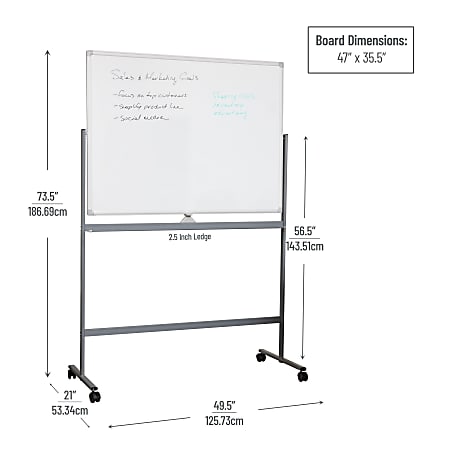 Mind Reader Magnetic Double Sided Dry Erase White Board with Base and ...
