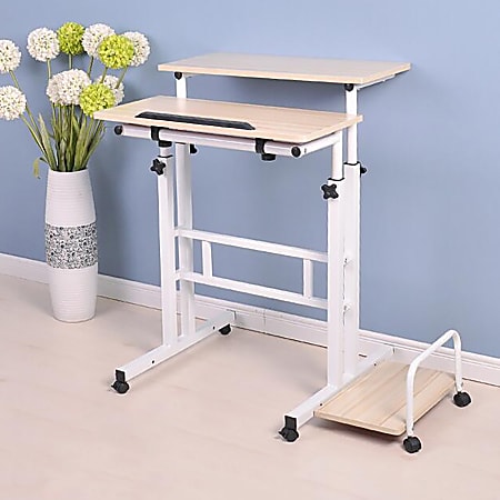 Mind Reader 27 W 2 Tier Sit And Stand Desk White Office Depot