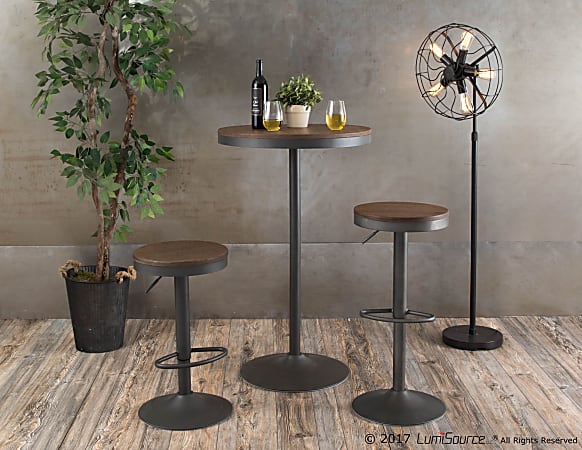 Lumisource Dakota Industrial Adjustable BarDinette Table Round ...