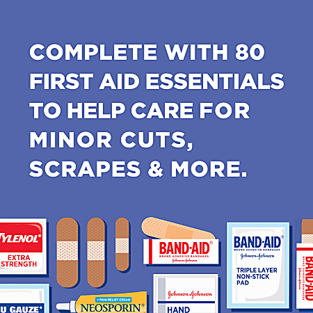 Johnson Johnson Travel Ready Portable Emergency First Aid Kit 80 pieces ...