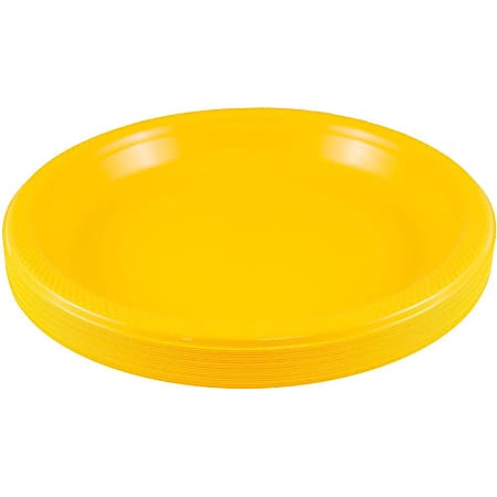 JAM PAPER Round Plastic Party Plates Medium 9 inch Yellow 20Pack ...