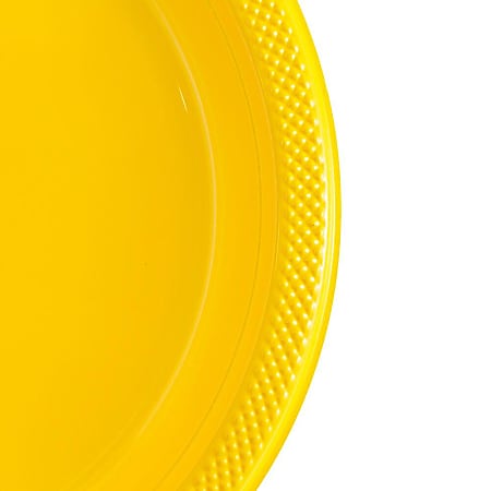 JAM PAPER Round Plastic Party Plates Medium 9 inch Yellow 20Pack ...