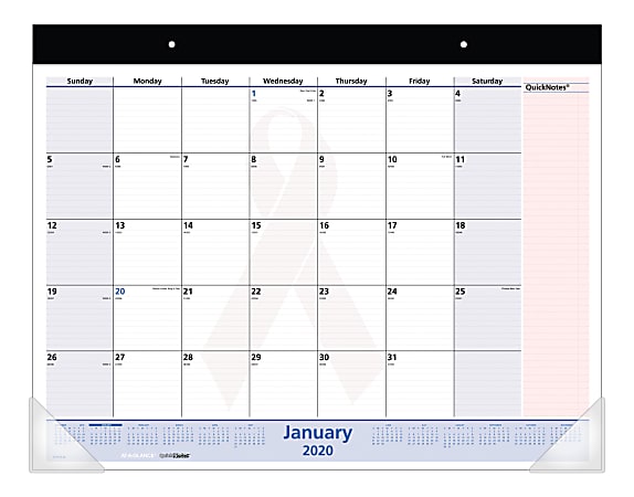 AT A GLANCE QuickNotes 13 Month Desk Pad Calendar City Of Hope Pink ...