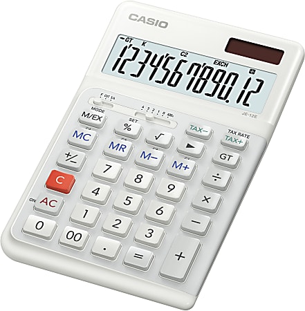 Casio JE 12E Compact Ergonomic Calculator White - Office Depot