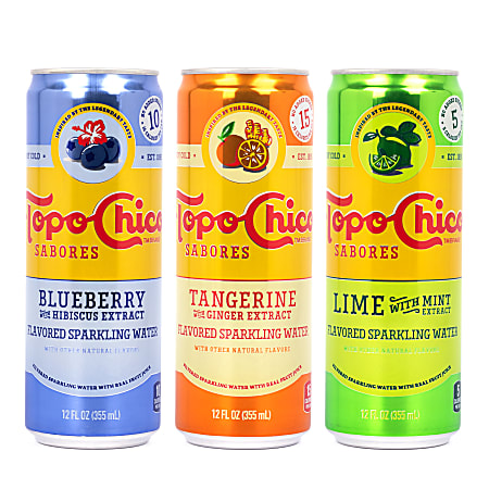 Topo Chico Sabores Sparkling Water Variety Pack 12 Oz Pack Of 24 Cans - Office Depot