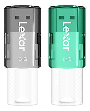 Lexar JumpDrive S60 USB 2.0 Flash Drives 64GB BlackTeal Pack Of 2 Flash ...
