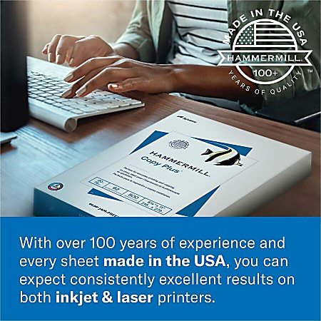 Hammermill Copy Plus 3 Hole Punched Multi Use Printer Copy Paper 10 ...