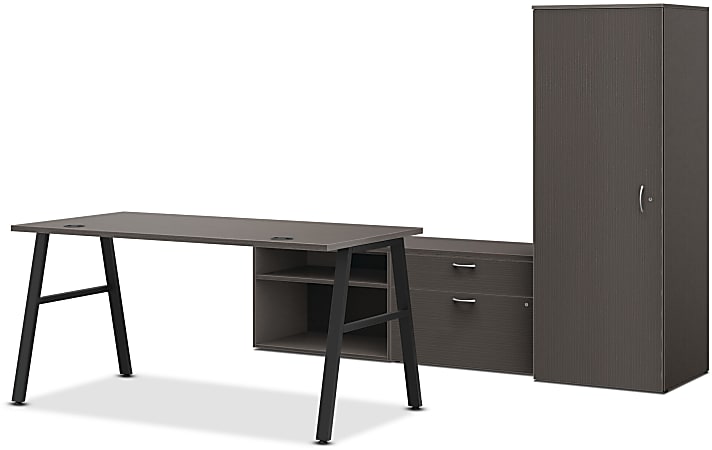 HON Mod 84 W Computer Desk Executive Workstation Slate TeakBlack - ODP ...