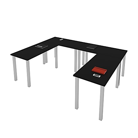 Bestar Universal 48 W Table Computer Desks With Square Metal Legs Black ...