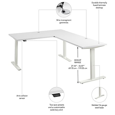 Bush Business Furniture Move 60 Series 60 W Height Adjustable L Shaped ...
