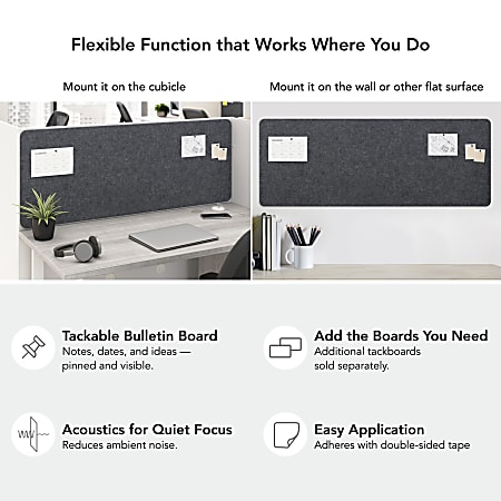 Bush Business Furniture Hustle Tackboard for 60 inch Cubicle Desk ...