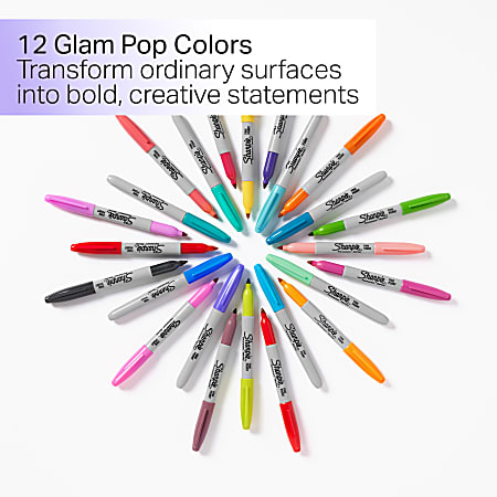 Sharpie Glam Pop Permanent Markers Fine Point Assorted Pack Of 24 ...