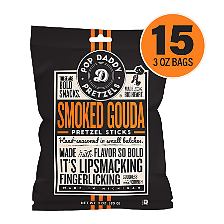 Pop Daddy Snacks Smoked Gouda Seasoned Pretzels 3 Oz Case Of 15 Bags ...
