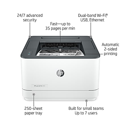 HP LaserJet Pro 3001dw Wireless Laser Monochrome Printer - Office Depot