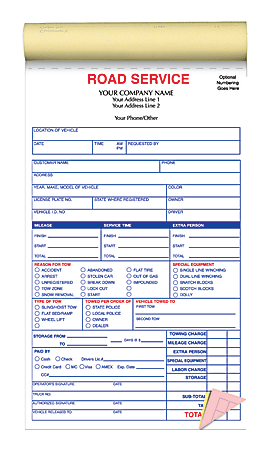 Custom Pre Formatted 3 Part Business Forms Road Service Book 5 12 x 8 ...