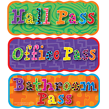 Dowling Magnets Magnetic Hall Pass Sets Multicolor Pack of 2 - Office Depot