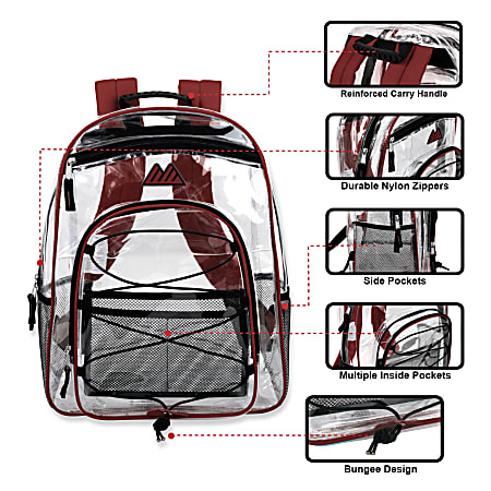 Trailmaker Water Resistant Clear Backpack Red - Office Depot