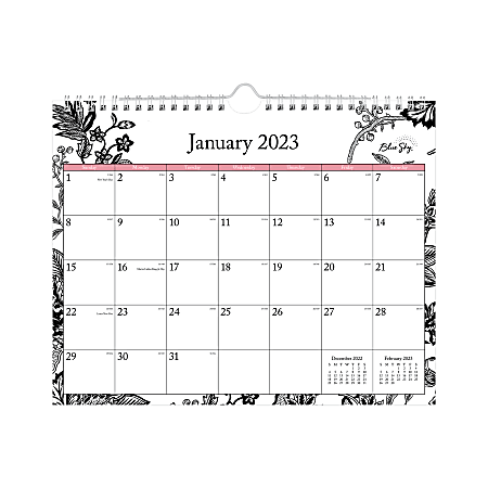 Blue Sky Monthly Wall Calendar 8 34 x 11 Analeis January To December ...
