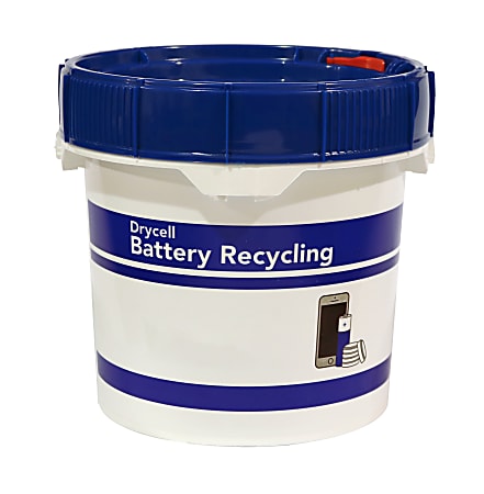 Battery Recycling Container 5 Gallon Pail 11 12 x 10 12 Blue - ODP ...