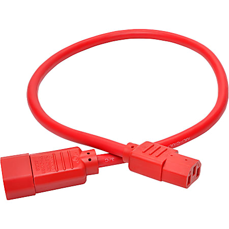 Eaton Tripp Lite Series Heavy Duty PDU Power Cord C13 to C14 15A 250V 14 AWG 2 ft. 0.61 m Red ...