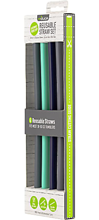 Reduce Reusable Silicone Straws Assorted Colors Pack Of 4 Straws ...