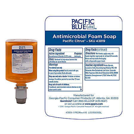 Pacific Blue Ultra by GP PRO Antimicrobial BZK Foam Hand Soap Citrus 4 ...