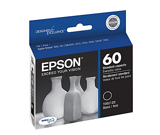 Epson 60 DuraBrite Ultra Black Ink Cartridge T060120 S - Office Depot