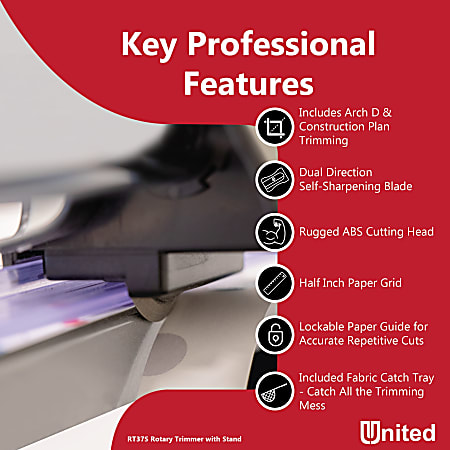 United Commercial Rotary Paper Trimmer With Stand And Fabric Catch Tray ...