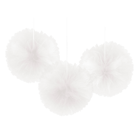 Amscan Fluffy Decorations 12 x 12 White Pack Of 3 Decorations - ODP ...