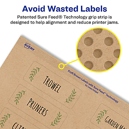 Avery Kraft Permanent Labels With Sure Feed 94202 KMP100 Rectangle 1 x ...