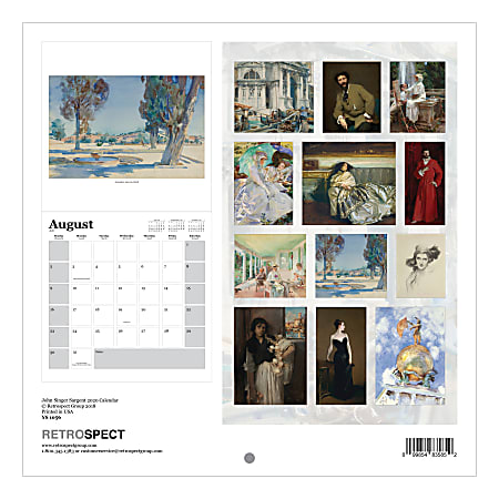 Retrospect John Singer Sargent Monthly Wall Calendar 19 X 24 January To ...