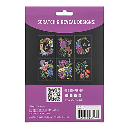 Brea Reese Scratch Art Card Kit A2 4 14 x 5 12 Floral Designs Kit Of 25 ...