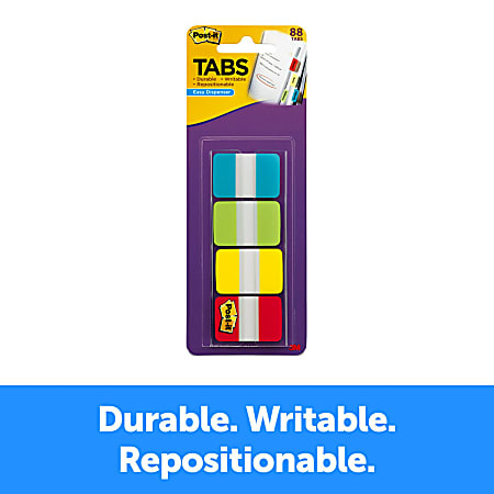 Post it Tabs 1 in. x 1.5 in. 1 Pack 88 TabsPack Assorted Colors School ...