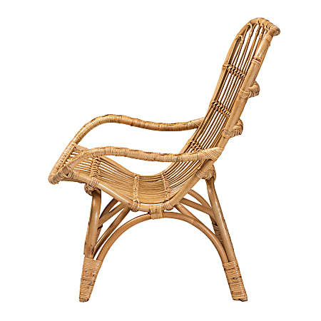 bali pari Earvin Modern Bohemian Rattan Armchair 38 58 H x 25 58 W x 31 1516 D Natural Brown Office Depot