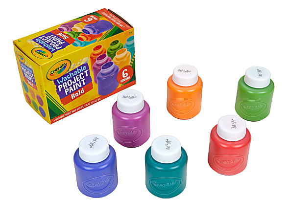 Crayola Bold Washable Project Paint 2 Oz Assorted Colors Box Of 6 ...