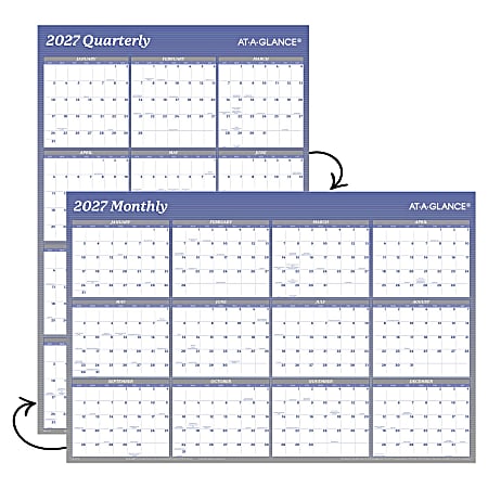 AT A GLANCE 2027 Vertical Horizontal Reversible Erasable Yearly Wall ...