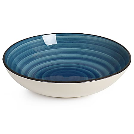 Elama Gia Round Stoneware Dinnerware Set Dark Blue Set Of 24 Pieces ...
