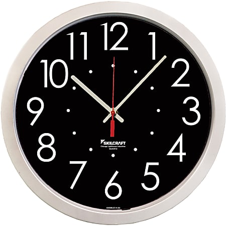 SKILCRAFT High Contrast Quartz Wall Clock Analog Quartz Black Main Dial ...