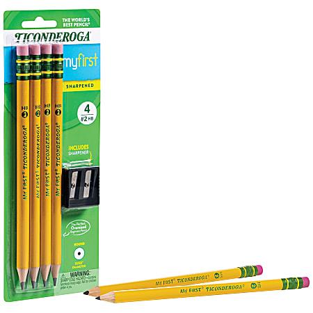 Ticonderoga Beginner Pencils Presharpened 2 Lead Medium Soft Pack of 4 ...