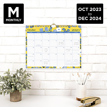 2023 2024 Mead Caprice 15 Month Monthly Wall Calendar 11 x 8 12 Yellow ...