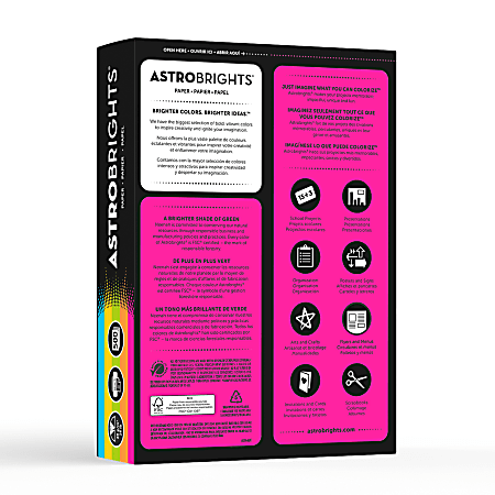 Neenah Astrobrights Bright Color Copy Paper 1 Ream Bright Assortment ...