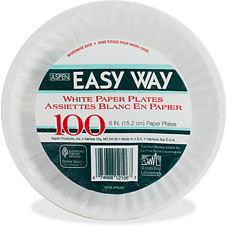 AJM Green Label Paper Plates 6 White Box Of 1000 Plates - Office Depot