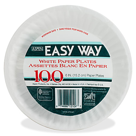 AJM Green Label Paper Plates 6 White Box Of 1000 Plates - Office Depot