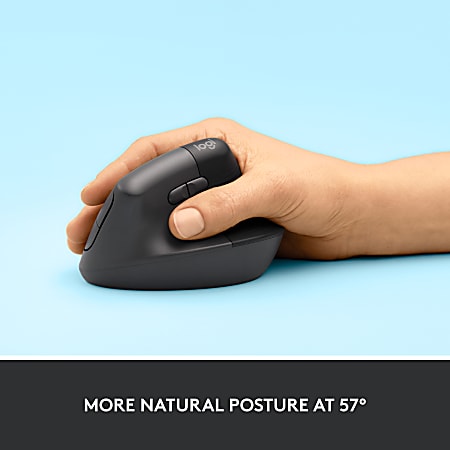 Logitech Lift Vertical Ergonomic Mouse Graphite Wireless Quiet clicks ...