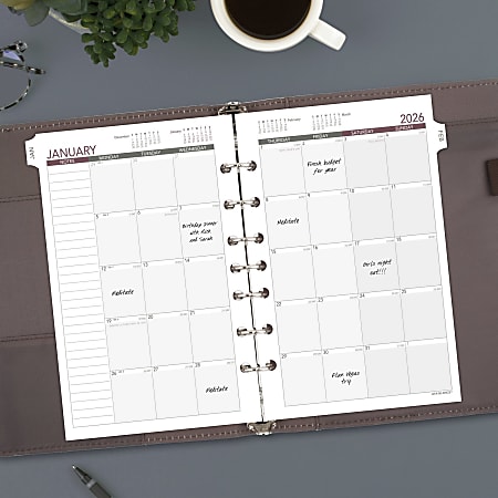 AT A GLANCE 2026 Monthly Planner Refill Loose Leaf Desk Size 5 12 x 8 ...