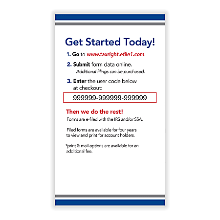 ComplyRight FASTFILE Tax Filings For Small Business W 21099 Card For 25 ...
