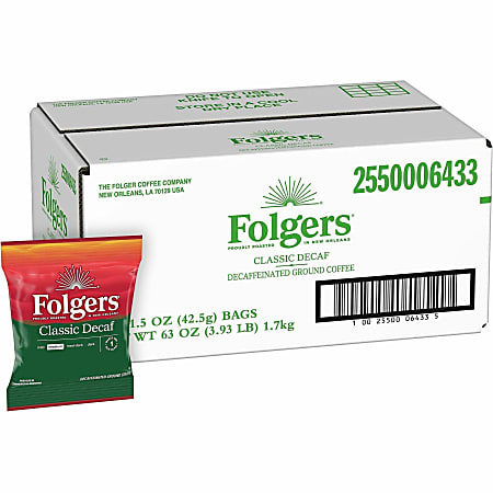 Folgers Single Serve Coffee Packets Classic Roast Decaffeinated Carton ...